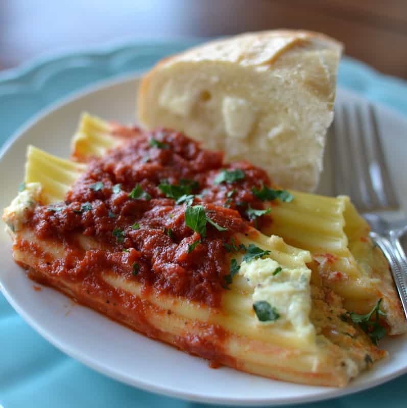 Three Cheese Stuffed Manicotti - Small Town Woman