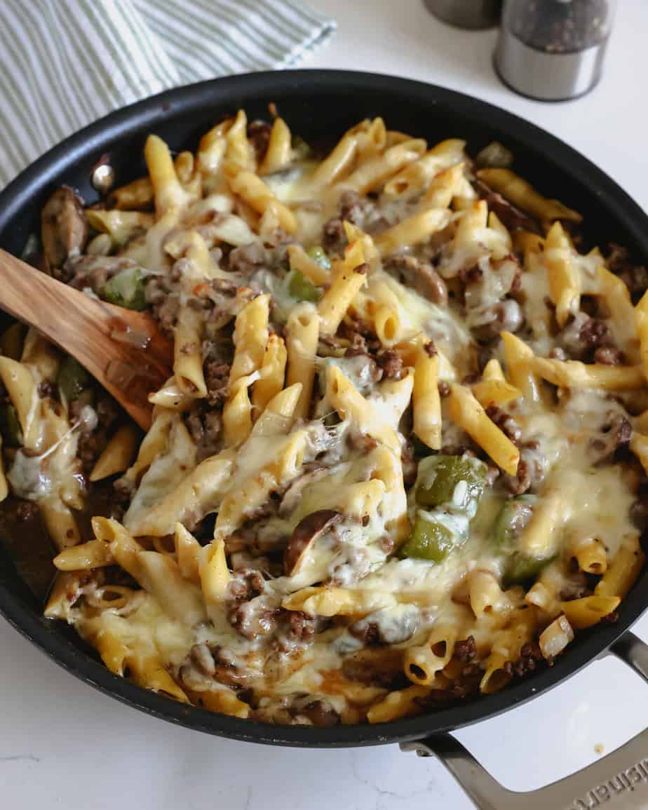 Easy Philly Cheesesteak Pasta Recipe