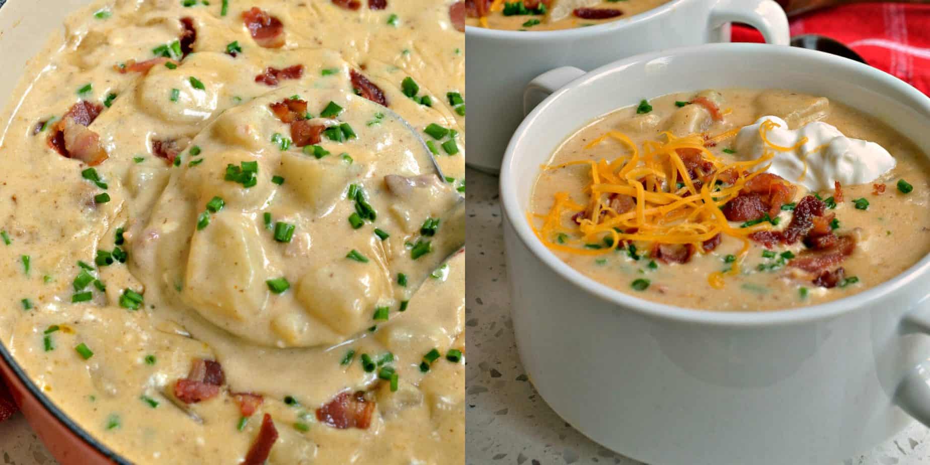 Loaded Potato Soup in a Rich Creamy Cheesy Broth