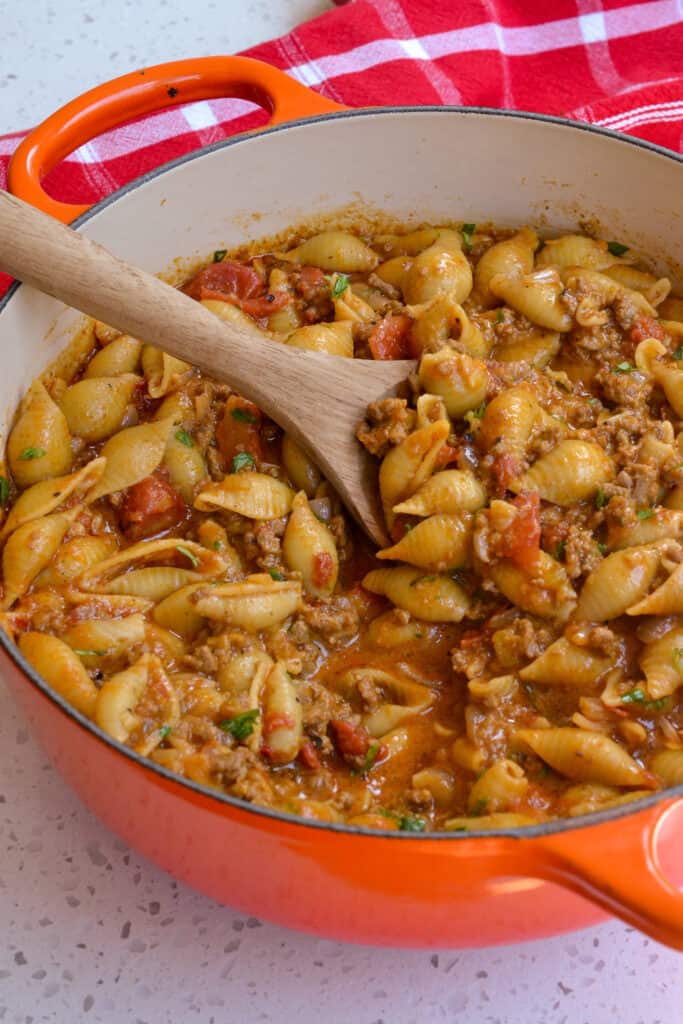 One Pot Easy Cheesy Taco Pasta | Small Town Woman