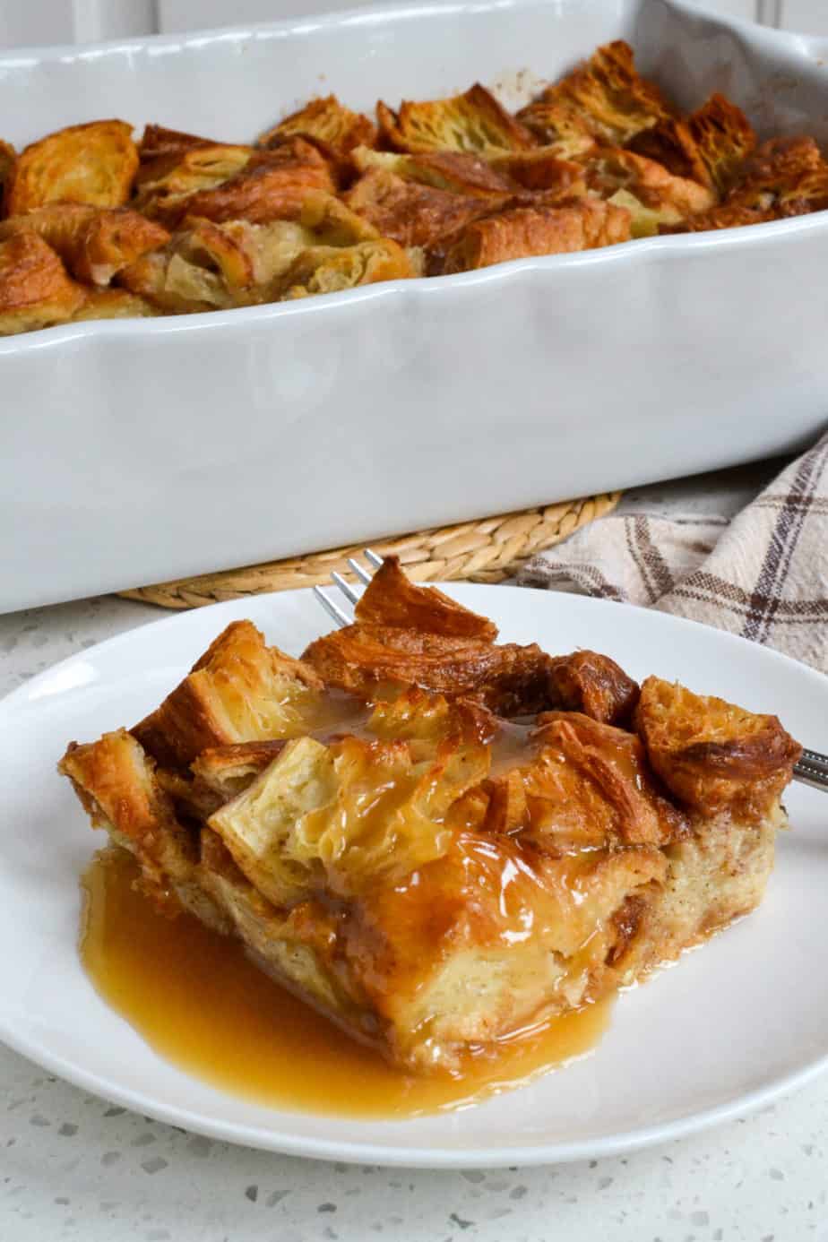 Croissant Bread Pudding with Creamy Vanilla Sauce