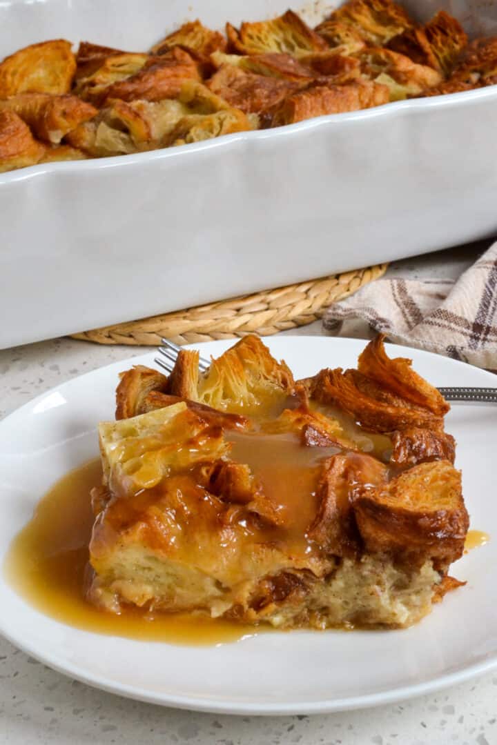 Croissant Bread Pudding with Creamy Vanilla Sauce