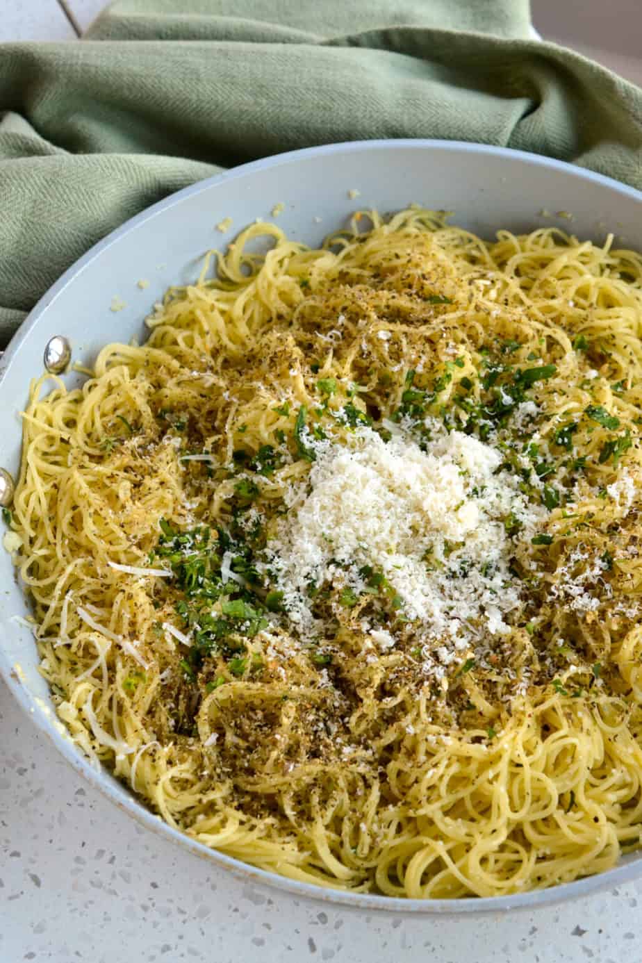 Angel Hair Pasta with Garlic and Parmesan - Small Town Woman