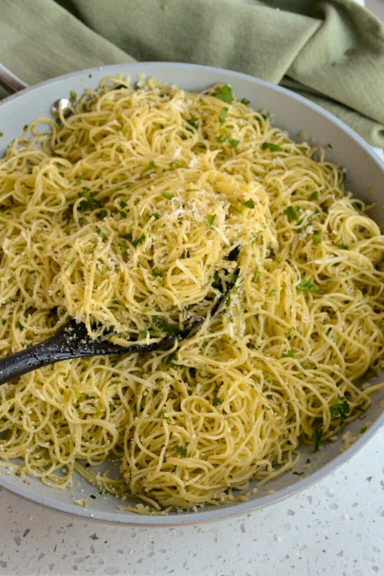 Angel Hair Pasta with Garlic and Parmesan - Small Town Woman
