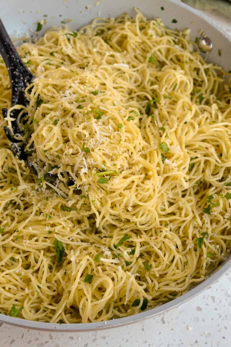 Angel Hair Pasta with Garlic and Parmesan - Small Town Woman