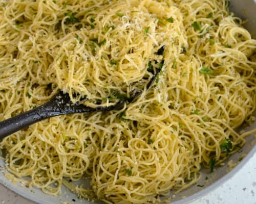 Angel Hair Pasta with Garlic and Parmesan - Small Town Woman