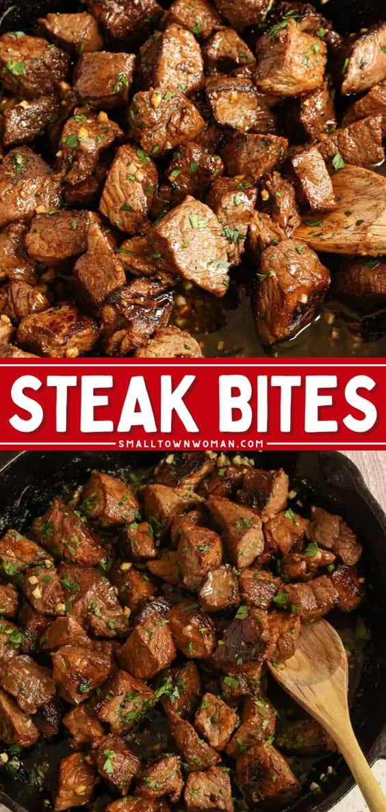 Steak Bites in Garlic Butter | Small Town Woman