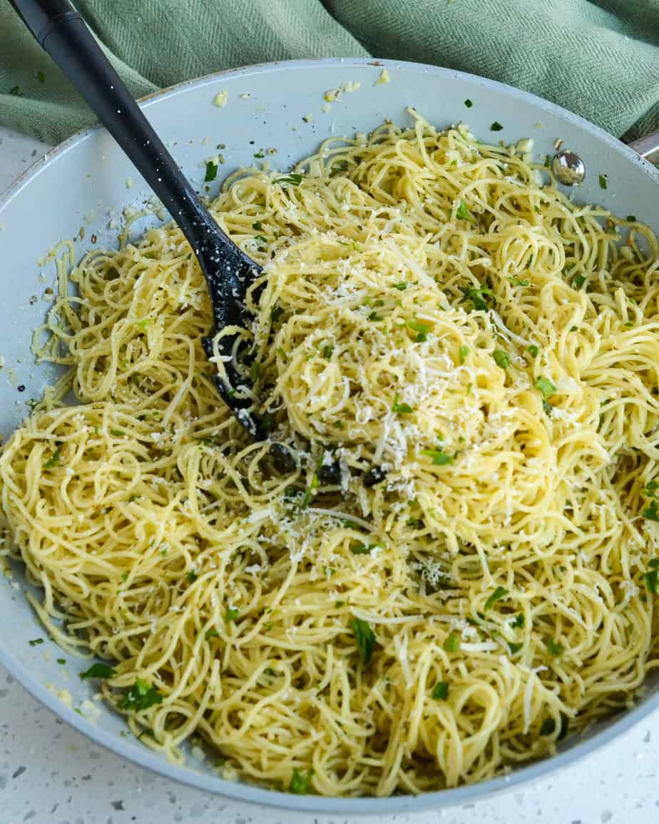 Angel Hair Pasta with Garlic and Parmesan - Small Town Woman