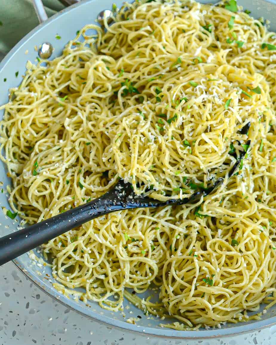 Angel Hair Pasta with Garlic and Parmesan - Small Town Woman