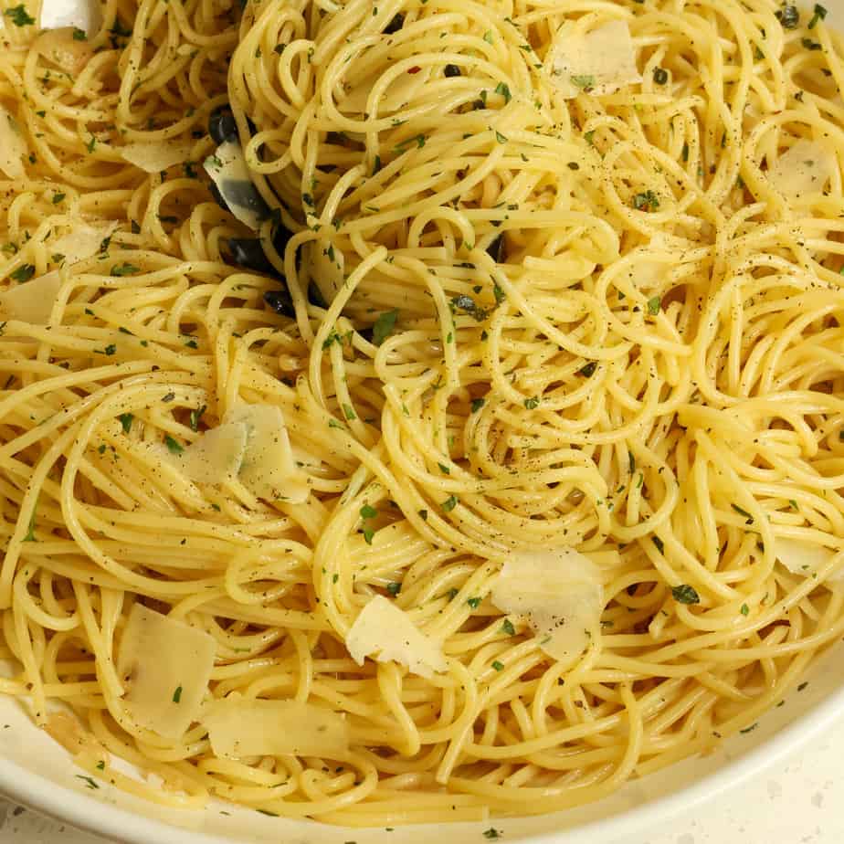 Garlic Pasta with Fresh Herbs and Parmesan