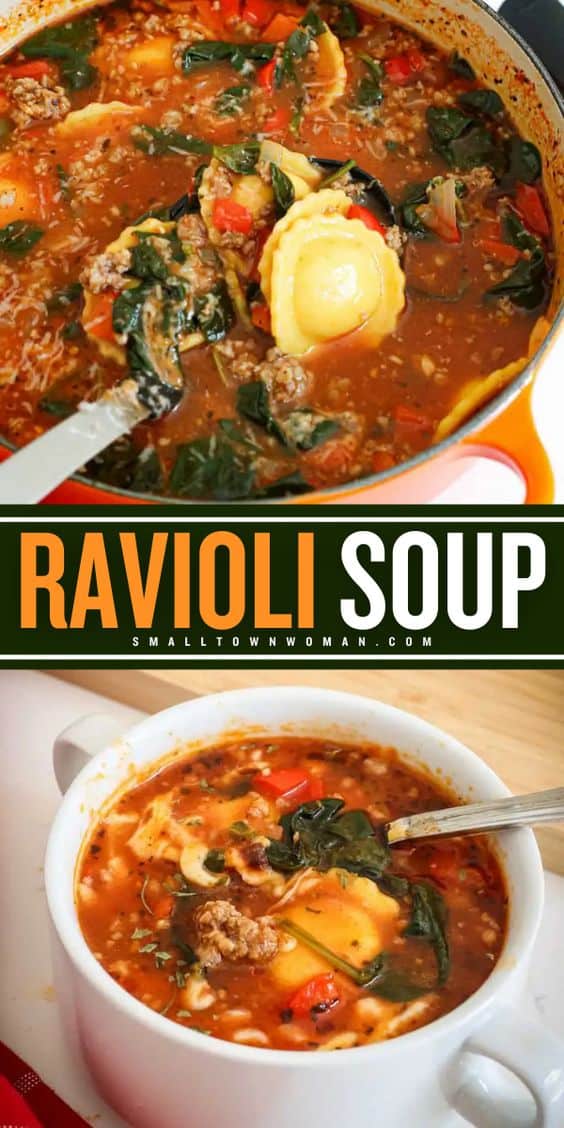 One Pot Creamy Ravioli Soup